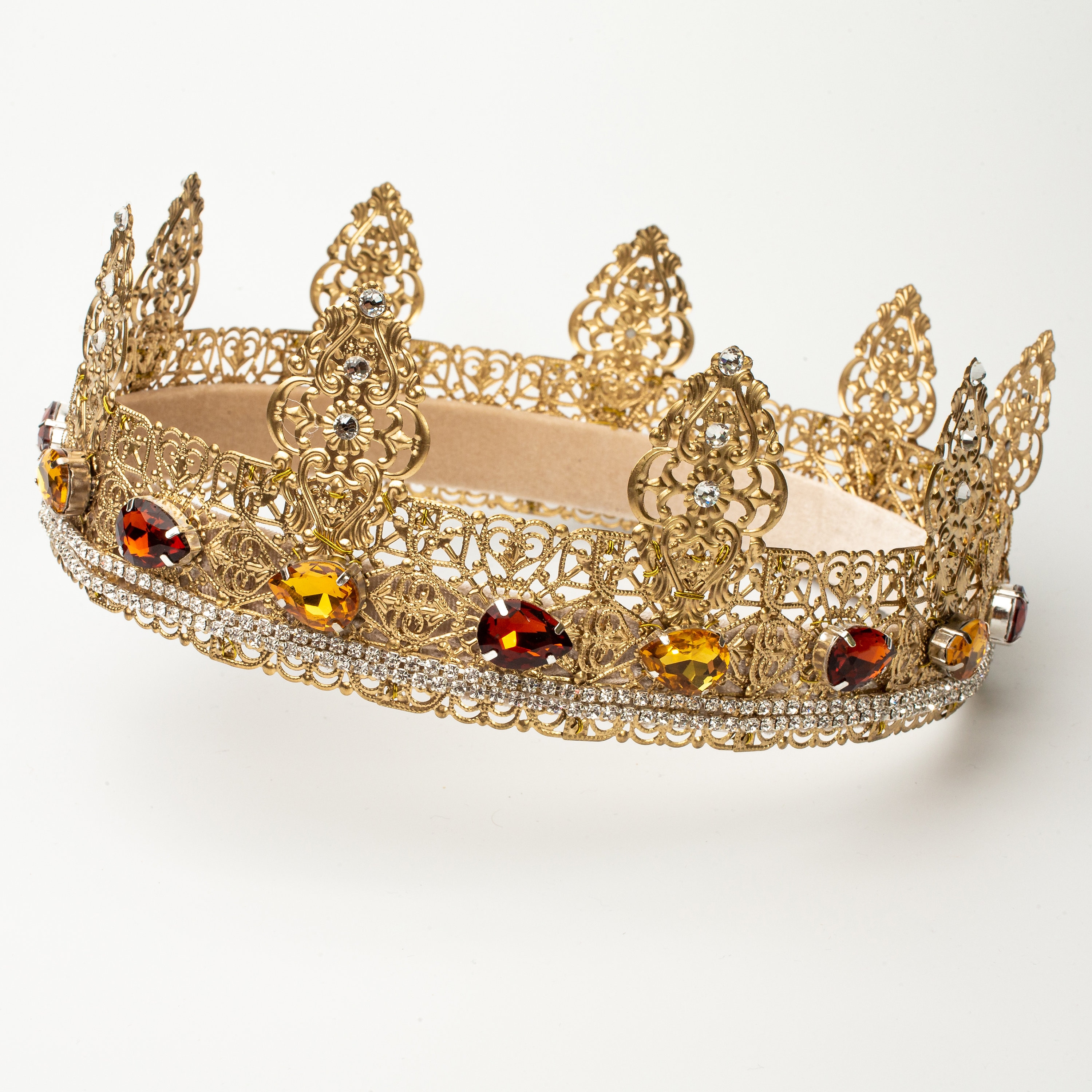 Golden Brown Crystal Crown King Crown Gold Crown Male Crown | Etsy