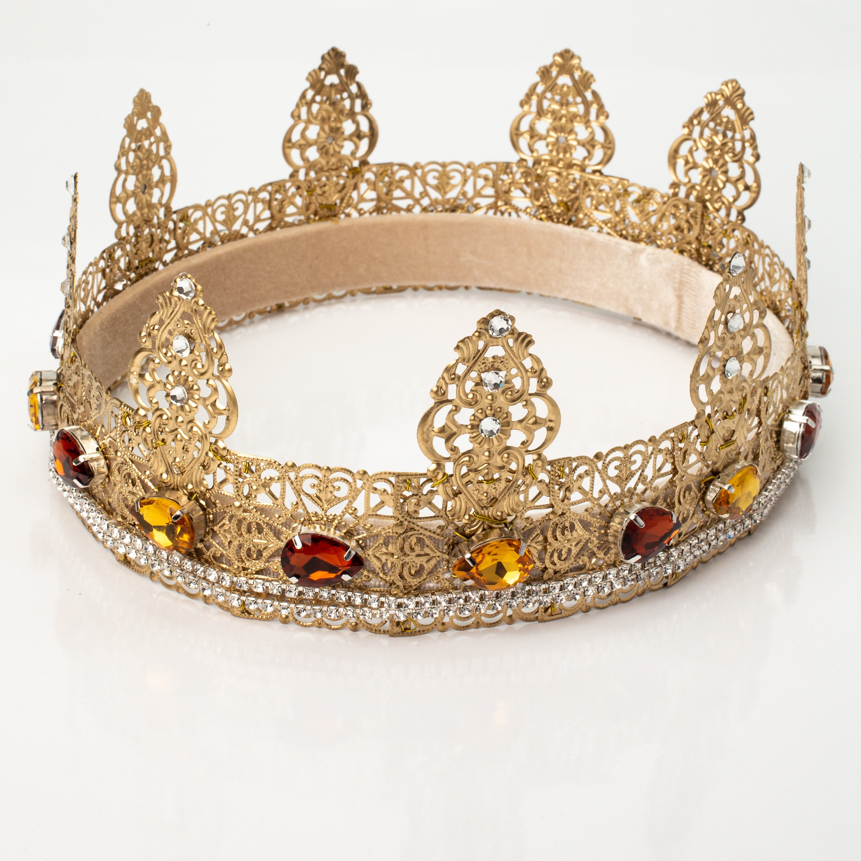 Golden Brown Crystal Crown King Crown Gold Crown Male Crown | Etsy