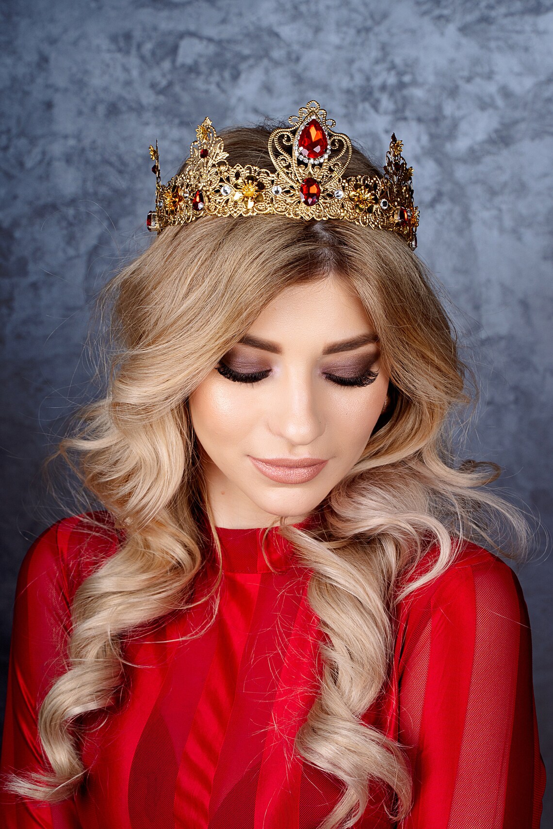 Red Crystal Tiara Queen Tiara Dolce - Etsy