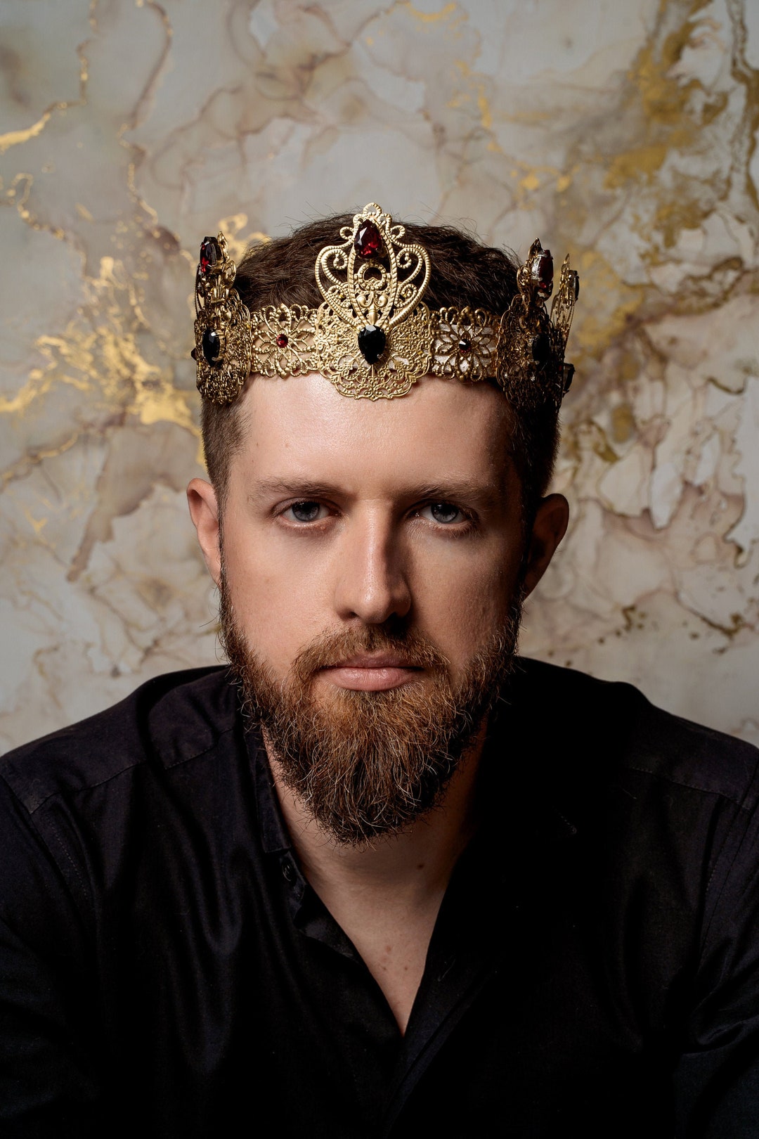 Gold Red Black Crown Mens Crown Baroque Crown King Crown - Etsy