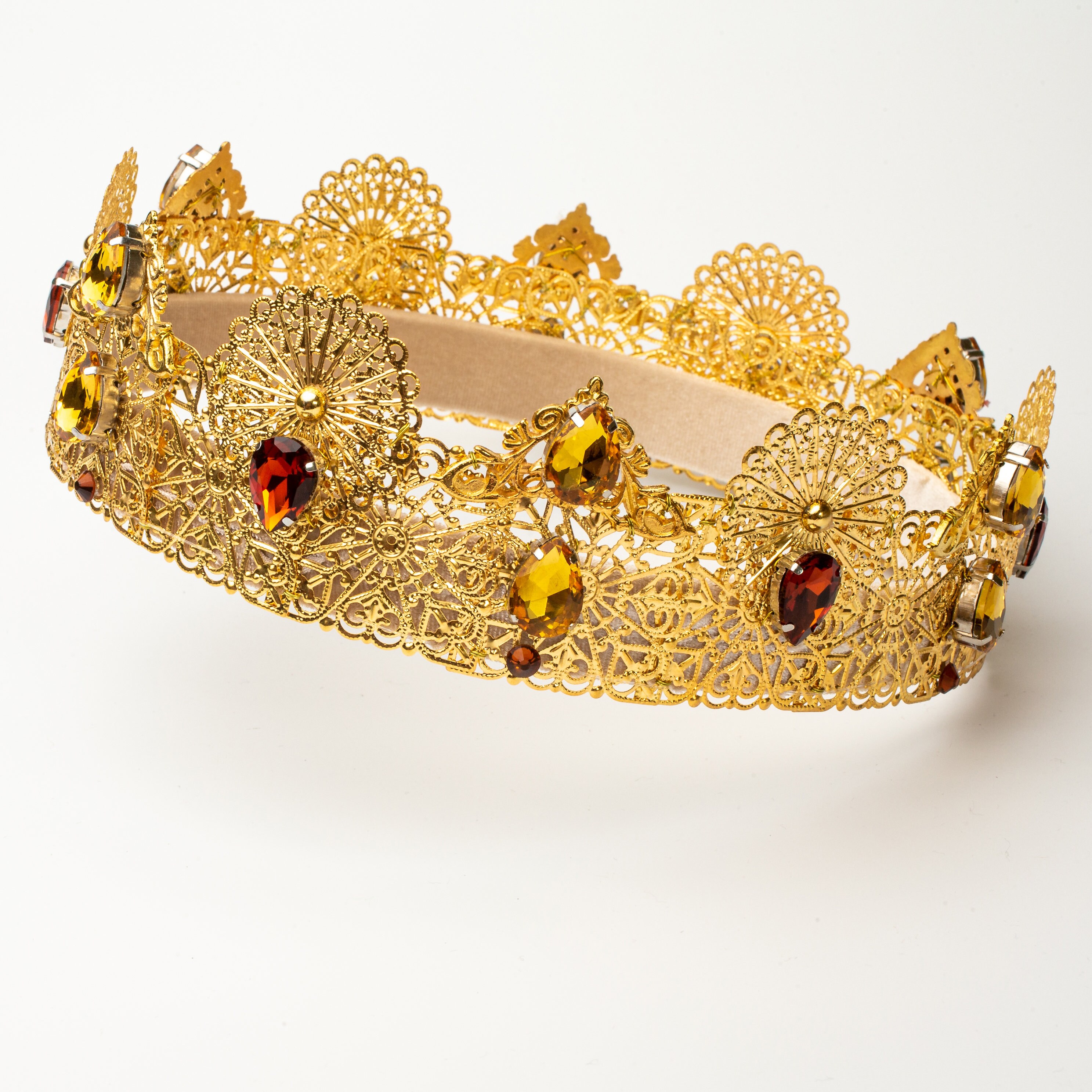 Brown Crystal Crown Gold Crown King Crown Male Crown Metal - Etsy