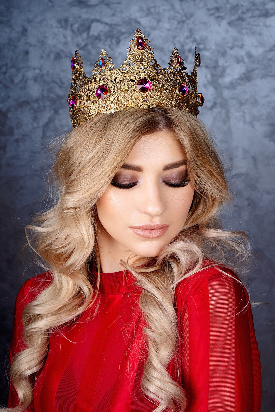 Big Gold Tiara, Woman Tiara, Crystal Tiara, Women Tiara, Queen Tiara ...