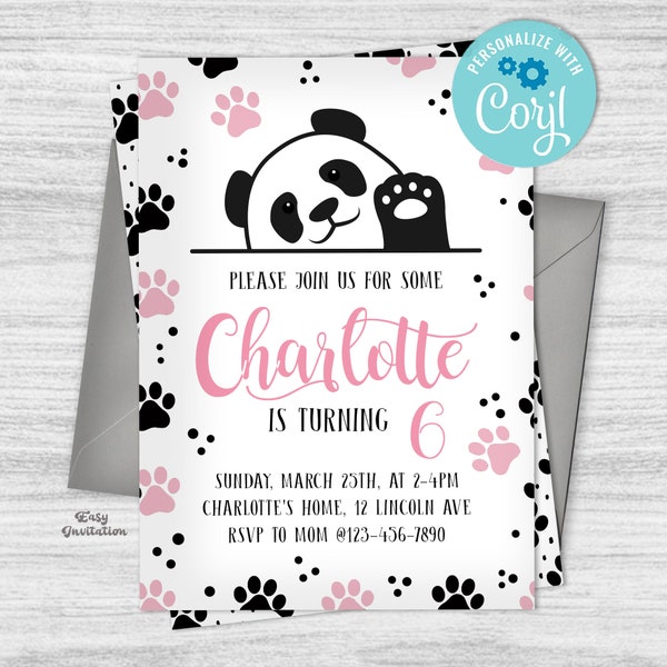 Panda Invitation - Etsy