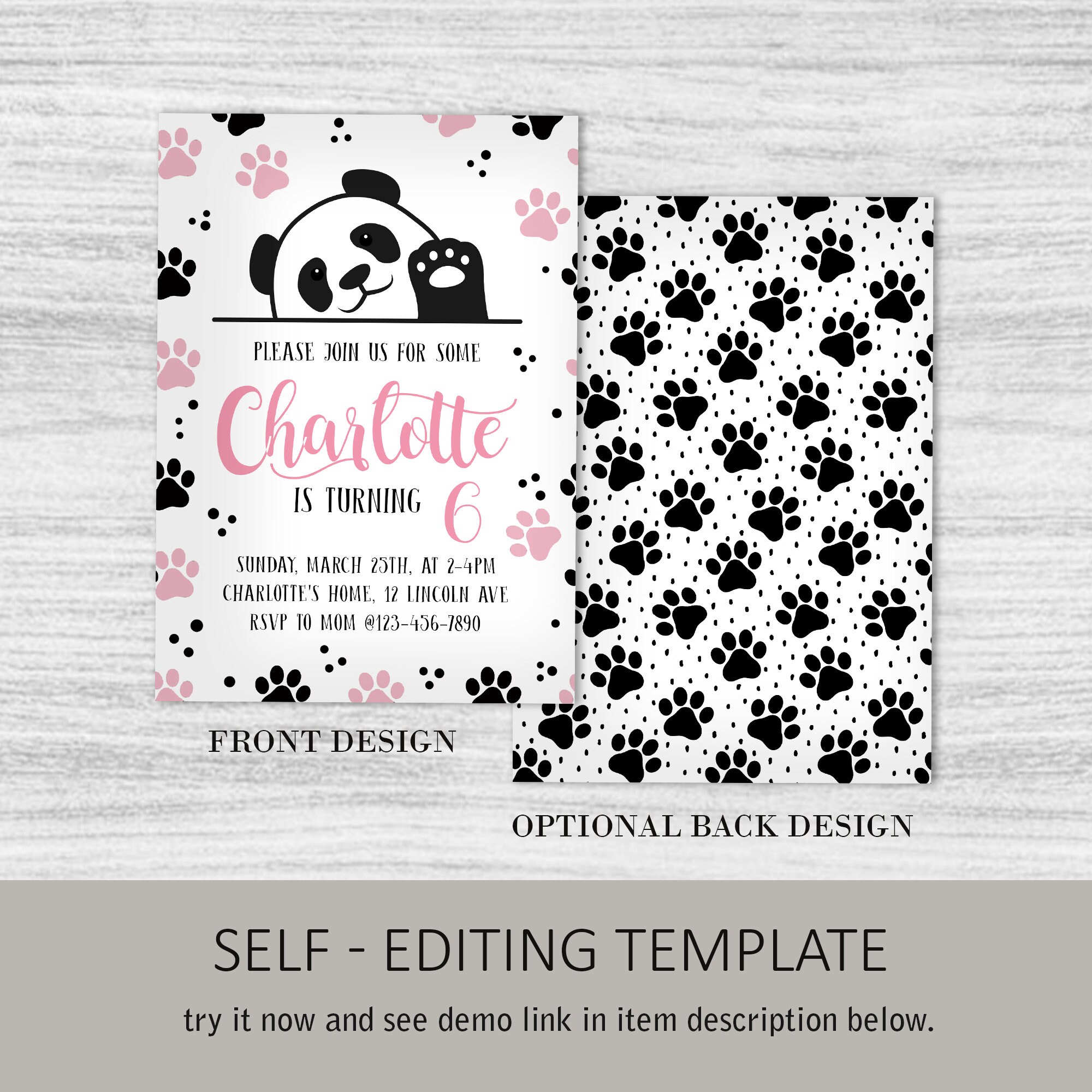 Panda Birthday Invitation, Cute Panda Themed Party, Panda Birthday ...
