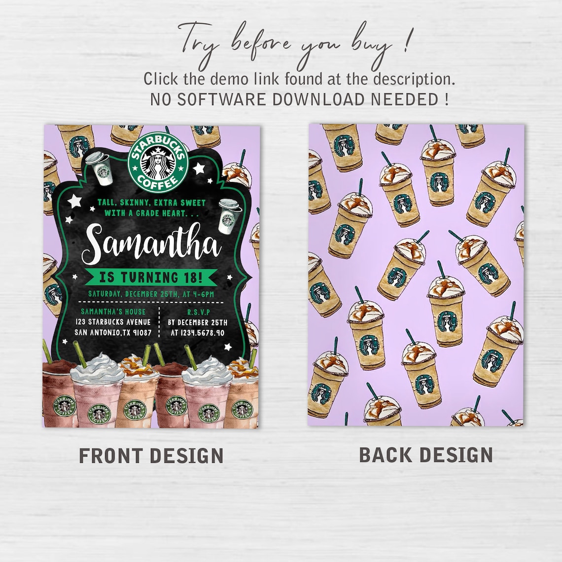 Invitación de Starbucks invitación de cumpleaños de - Etsy México