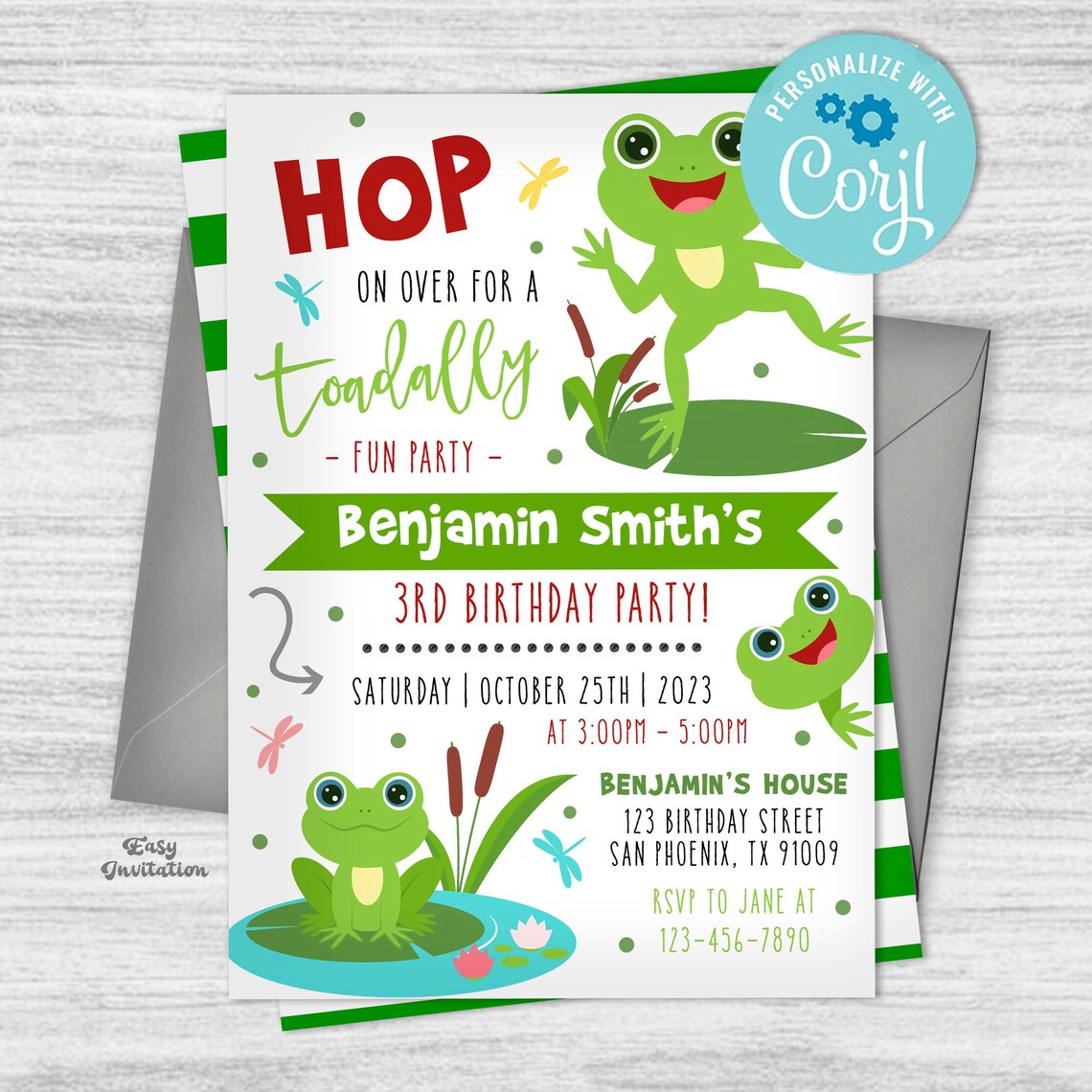 Frog Birthday Invitation Frog Invite Digital Party Any Age - Etsy