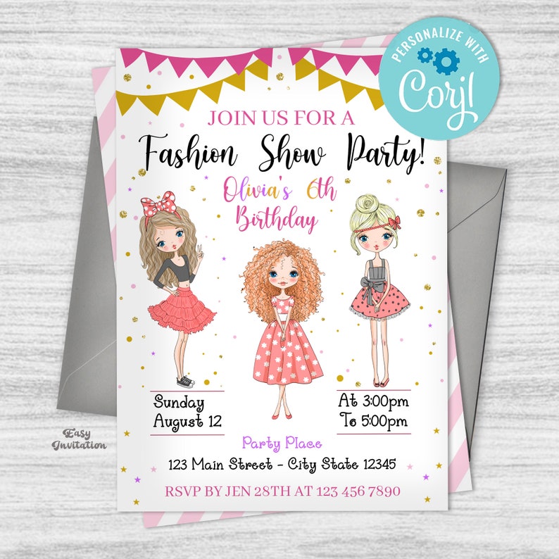 Editable Fashion Show Party Invitation, Fashion Show Invitation, Dress ...