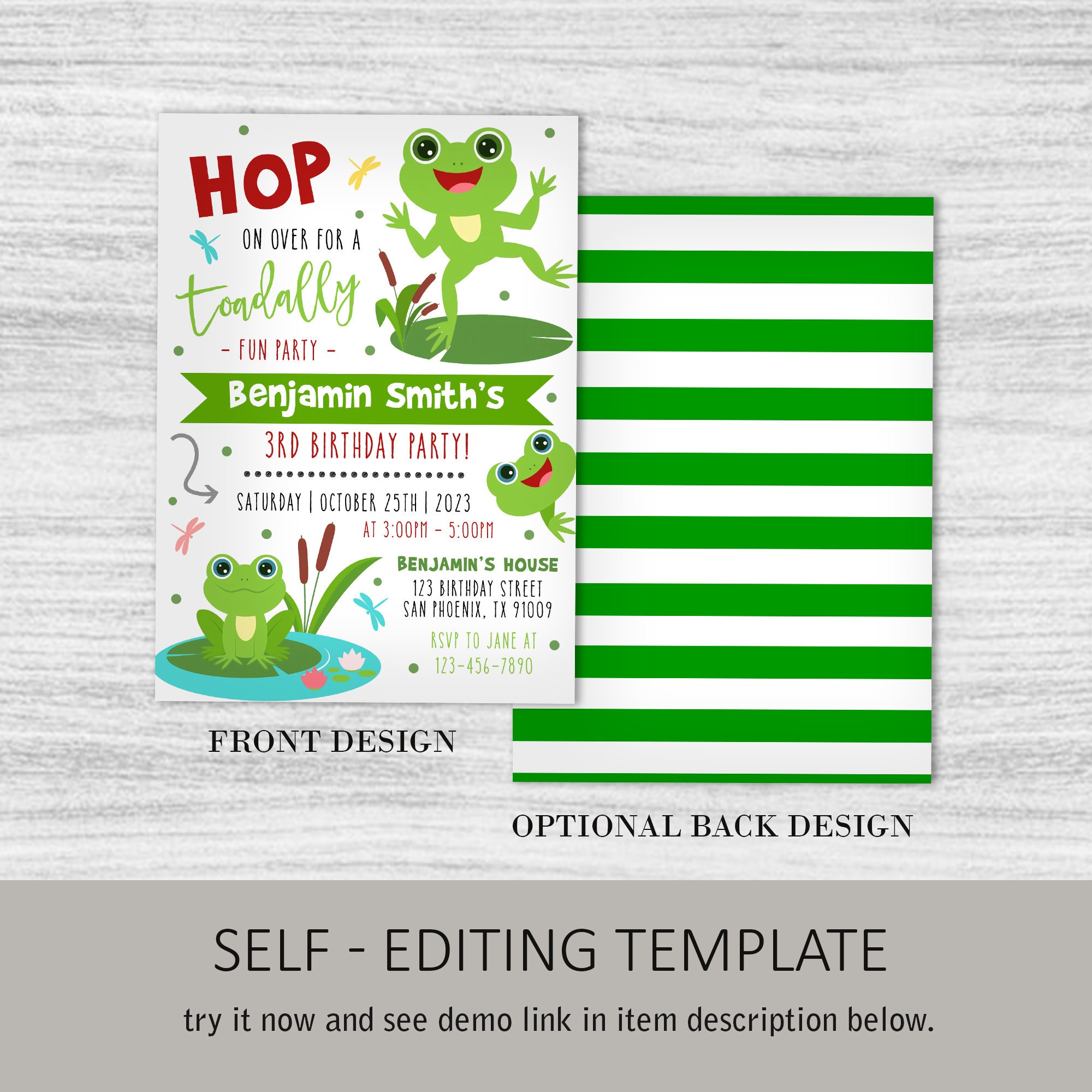 Frog Birthday Invitation Frog Invite Digital Party Any Age - Etsy