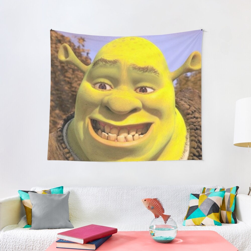 Shrek 2 Shrek Awkward Smiling Wall Tapestry Shrek - Etsy UK