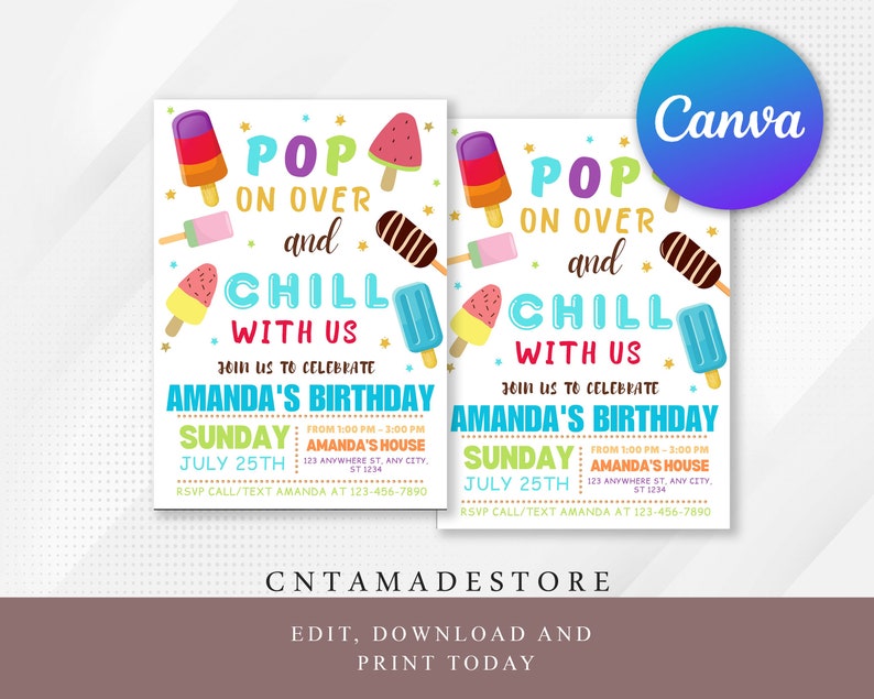 Editable Popsicle Birthday Invitation Popsicle Birthday - Etsy