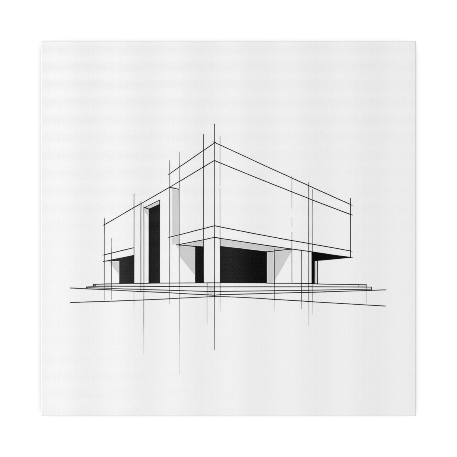 Minimalist Architectural Line Drawing Canvas - Modern Wall Art Décor ...
