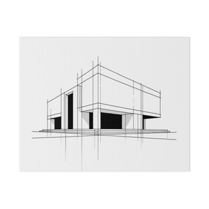 Minimalist Architectural Line Drawing Canvas - Modern Wall Art Décor ...