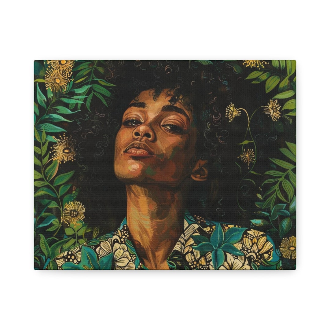 Forest Green Kehinde Wiley Style Canvas - Classic Stretched Art ...