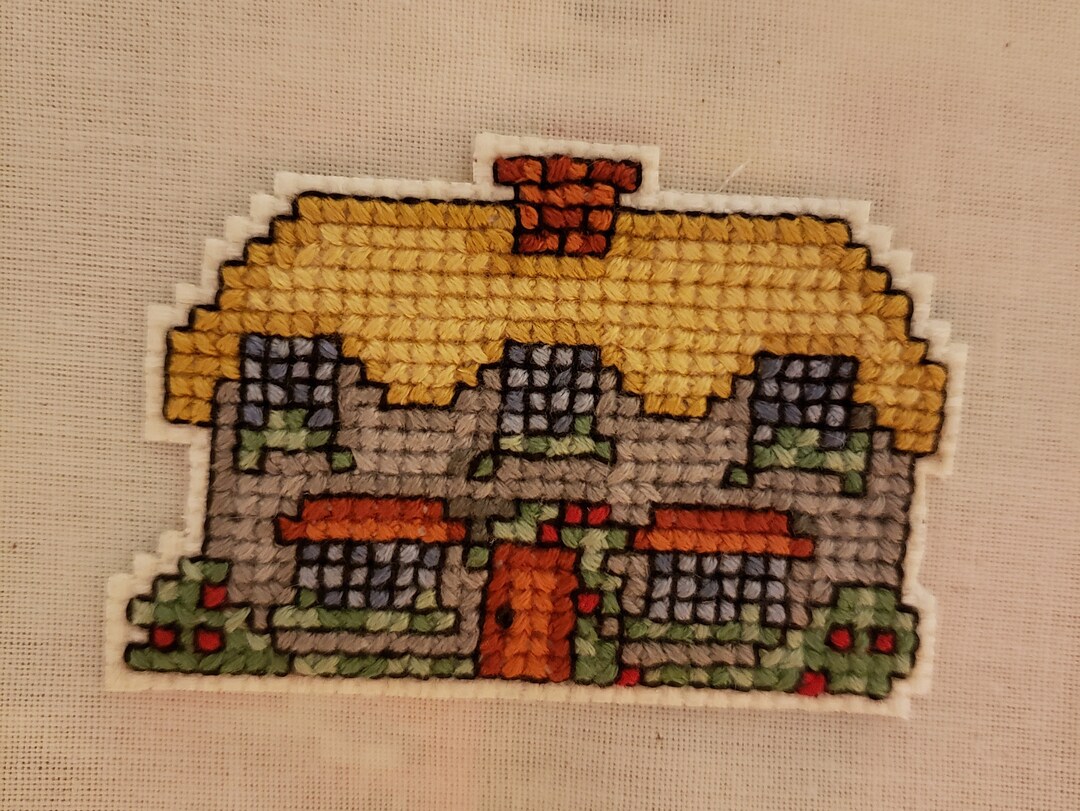 Cross Stitch Kitchen Magnet - Thatched Cottage House Cross Stitch ...