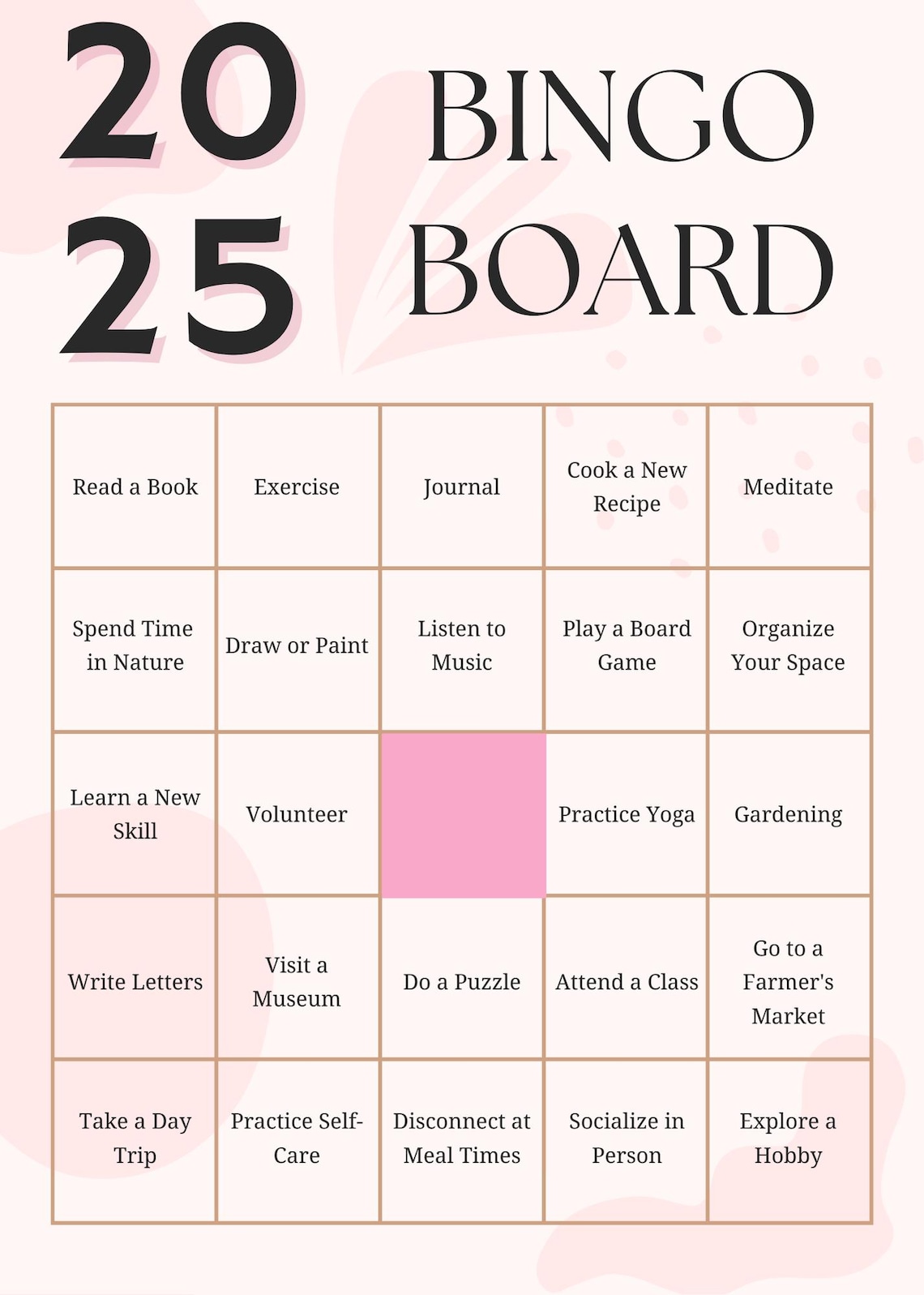 2025 Bingo Board Template | Editable Canva Template | 2025 NYE ...