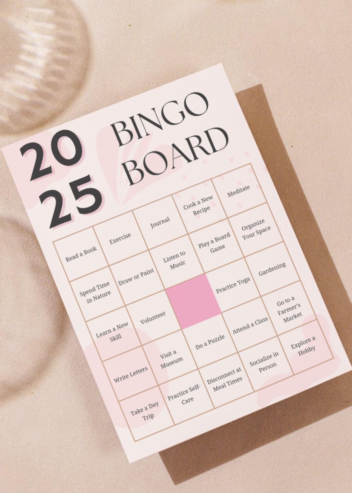 2025 Bingo Board Template | Editable Canva Template | 2025 NYE ...