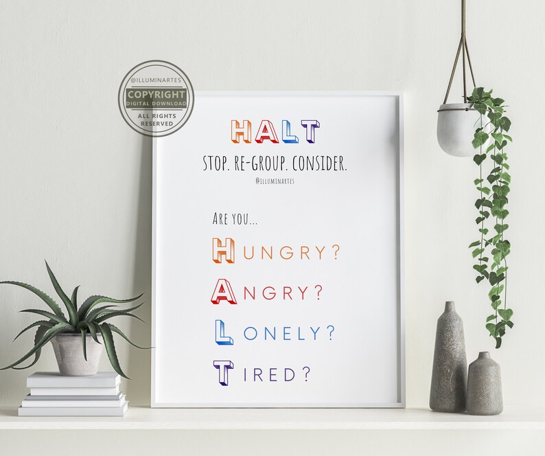 HALT Digital Print | Self-care Poster | Therapy, Counsellor ...