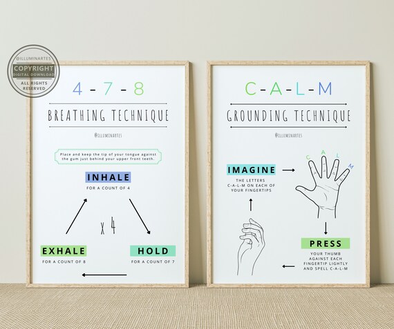 Breathing & Grounding Techniques Bundle Digital Prints | Etsy