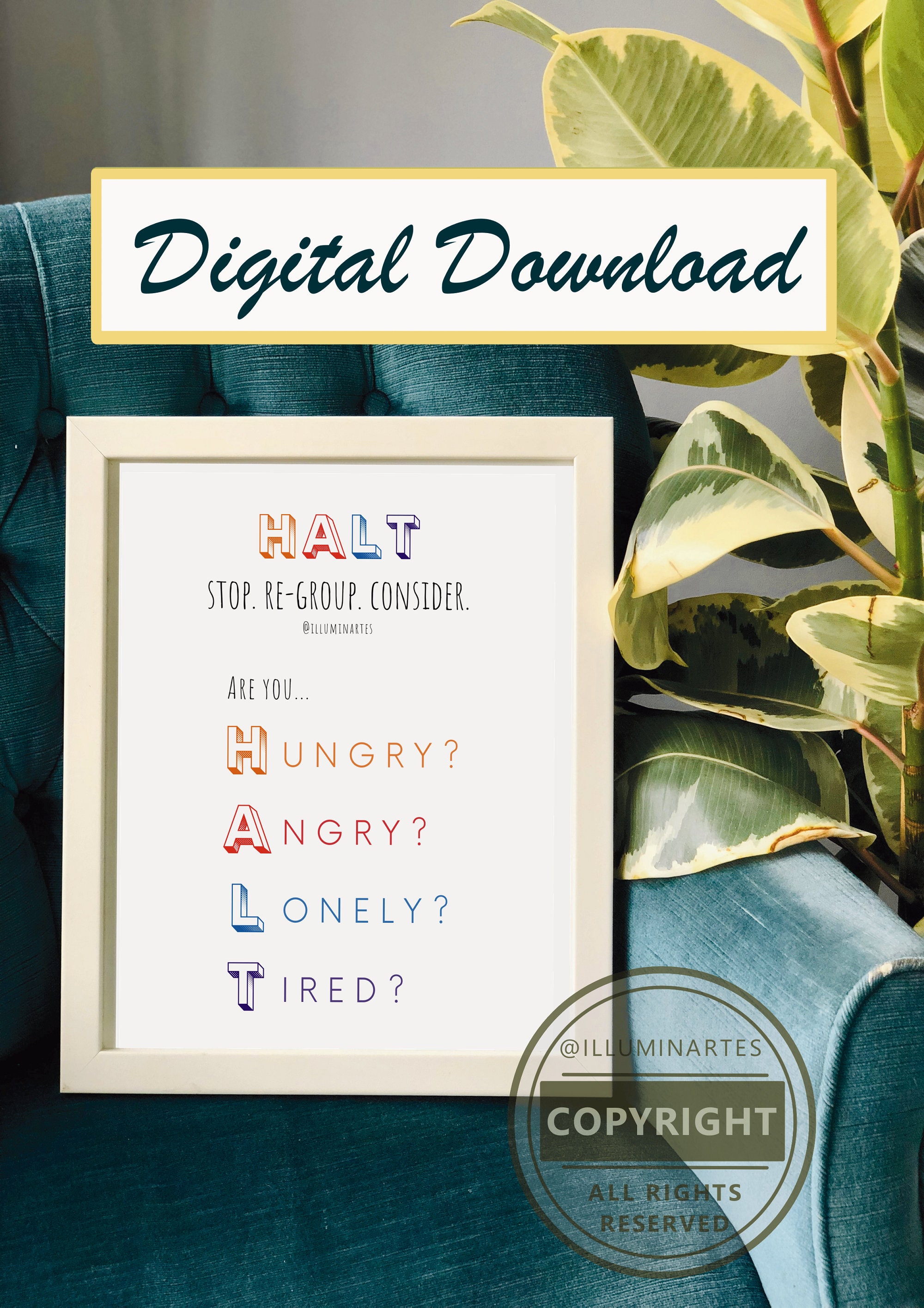 HALT Digital Print Self-care Poster Therapy Counsellor | Etsy