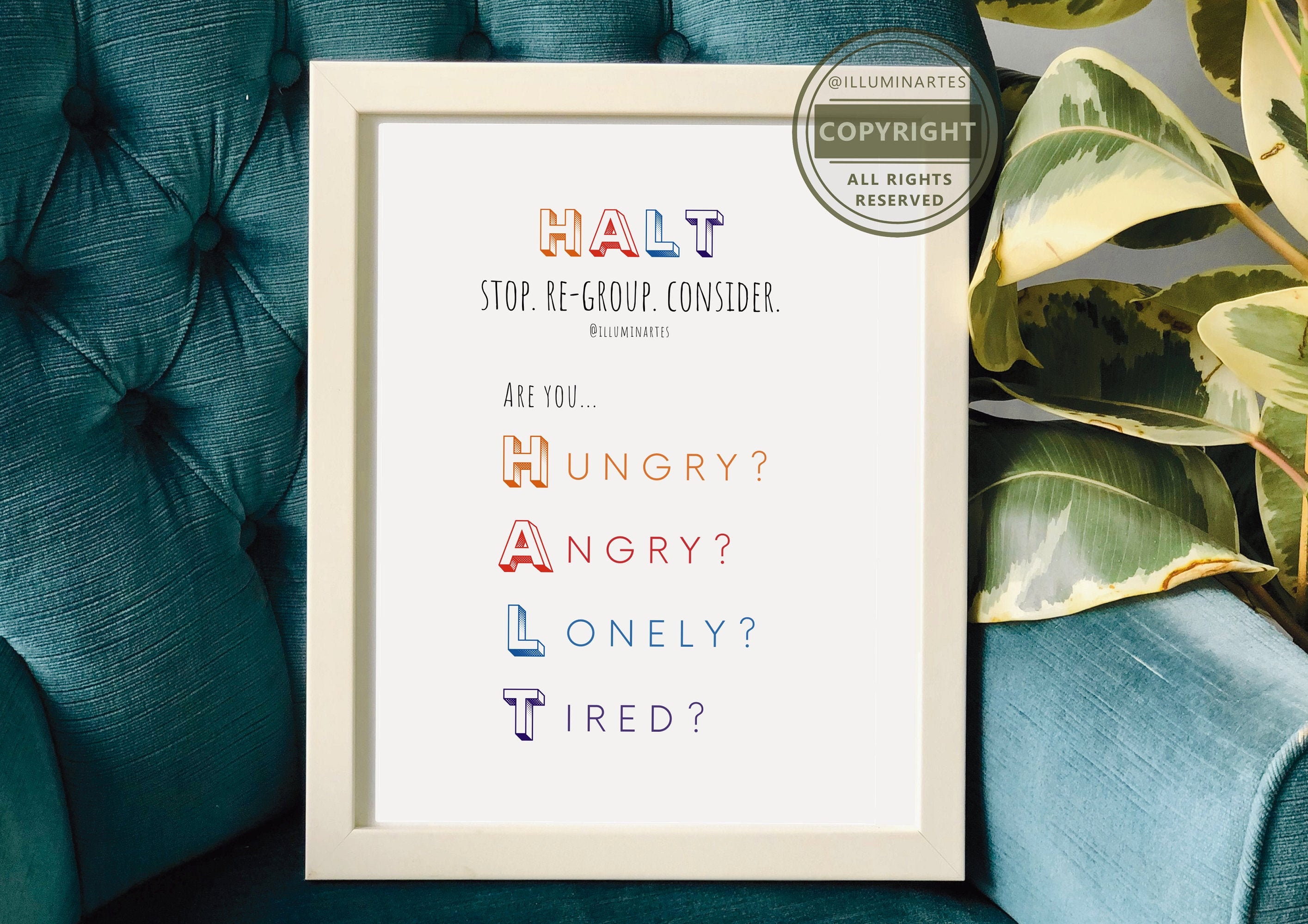 HALT Digital Print Self-care Poster Therapy Counsellor | Etsy