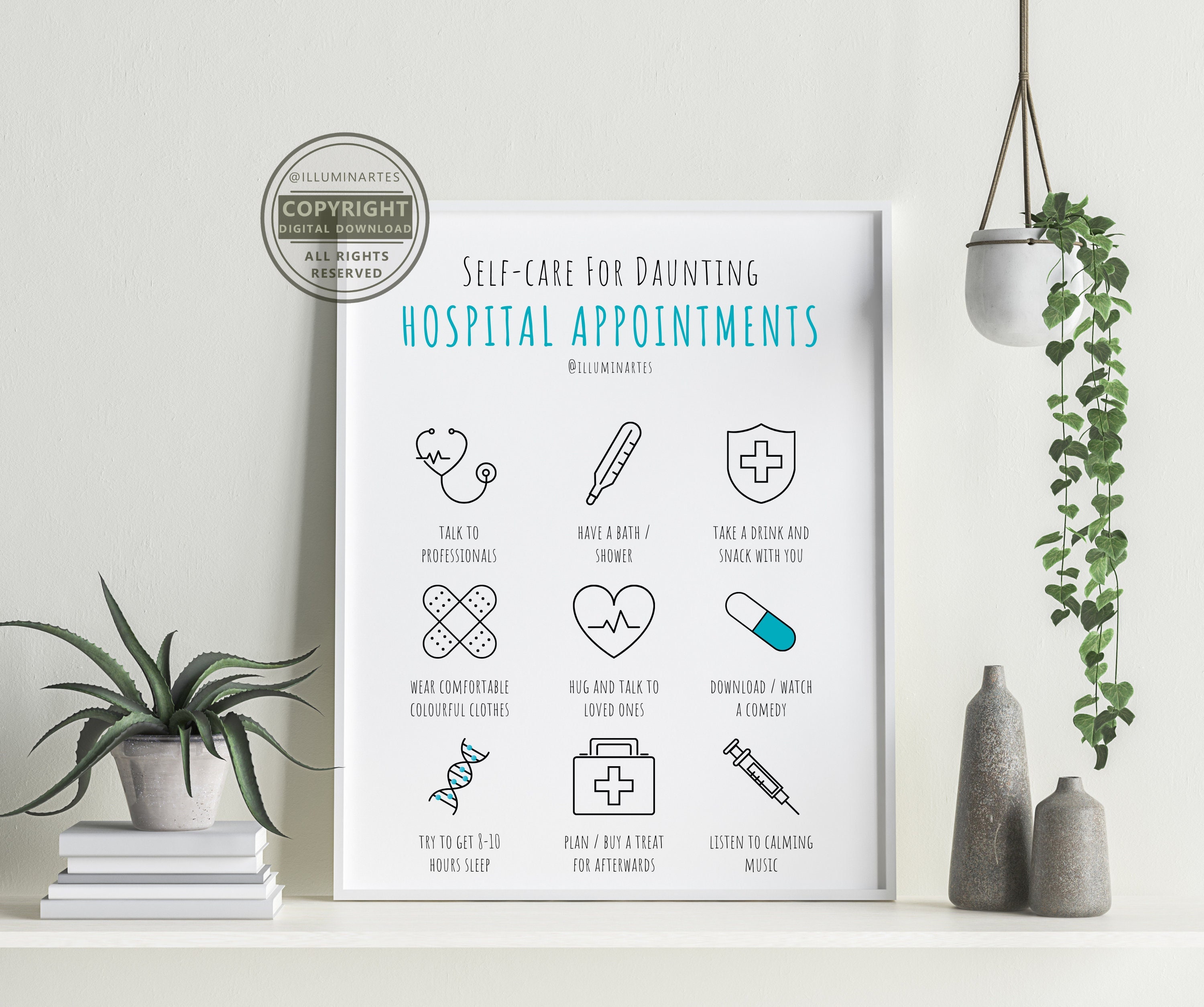 Hospital Appointments Digital Print | Self Care Poster | Therapy ...