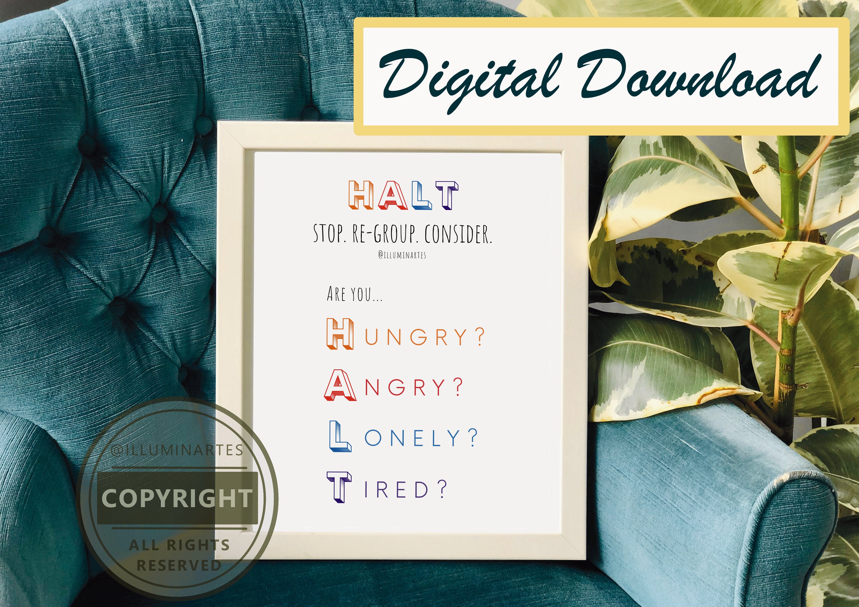 HALT Digital Print Self-care Poster Therapy Counsellor | Etsy