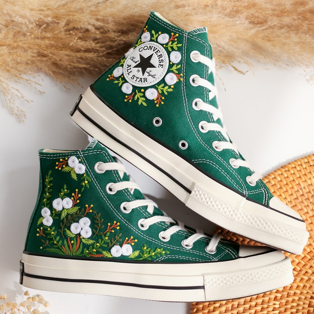 Custom Converse Chuck Taylor Flowers Embroidered Converse, Flowers ...