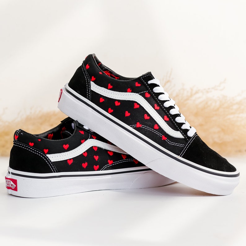 Custom Embroidered Vans for Women, Heart Embroidery Vans for Her, Heart ...