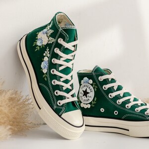 Converse Wedding Shoes, Hydrangeas Flower Embroidered Converse for ...