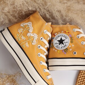 Custom Embroidered Converse High Tops, Dandelions and Flower Garden ...
