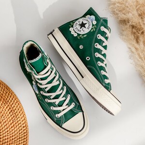 Converse Wedding Shoes, Hydrangeas Flower Embroidered Converse for ...