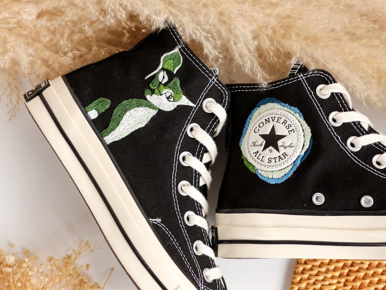 Embroidered Converse,custom Converse High Tops Embroidered Cat, Pet ...