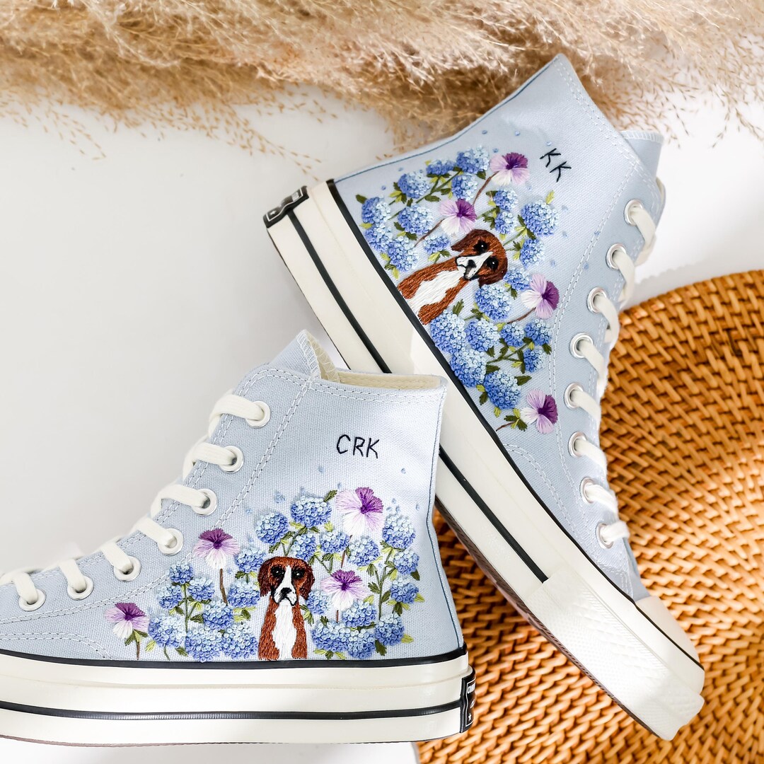 Custom Embroidered Converse , Dog Embroidered Converse Shoes Custom ...
