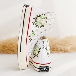 Custom Embroidered Wedding Converse, Hydrangea Flower Embroidered ...