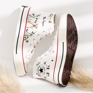 Embroidered Converse , Dog and White Flower Embroidered Shoes, Name and ...
