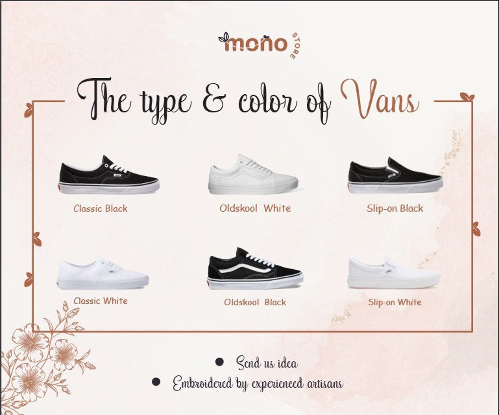 Custom Embroidered Vans for Women, Heart Embroidery Vans for Her, Heart ...