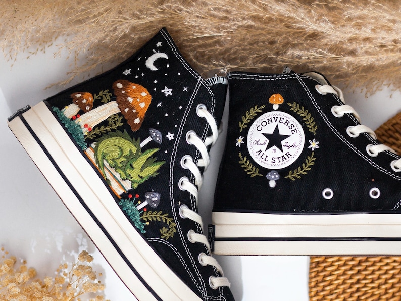 Unique Custom Embroidered Converse High Tops, Converse Embroidery With ...