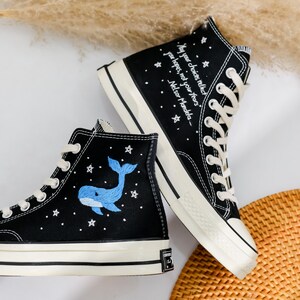 Embroidered Converse, Dolphin Embroidered Shoes Custom, Blue Whale ...