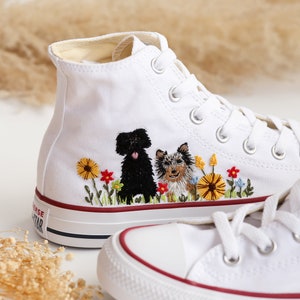 Embroidered Converse Dog, Custom Converse Embroidery Puppy, Embroidered ...