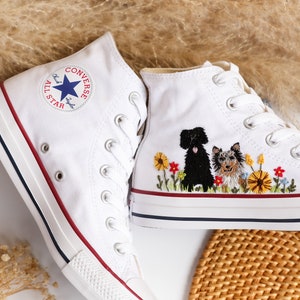 Embroidered Converse Dog, Custom Converse Embroidery Puppy, Embroidered ...