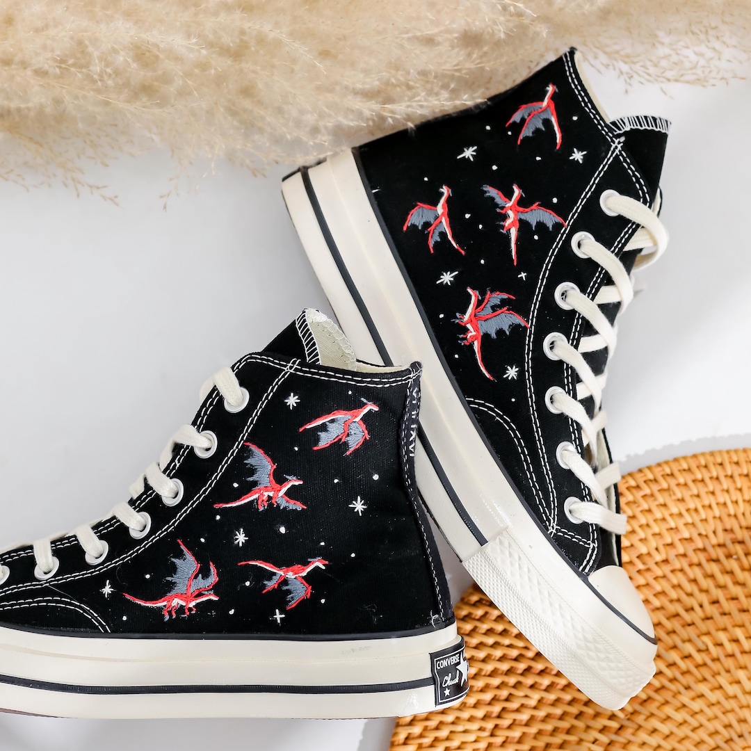 Embroidered Converse High Tops Chuck Taylor, Dragon Embroidered ...