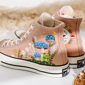 Mushroom Embroidered Converse High Tops, Custom Converse Embroidery ...
