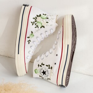 Custom Embroidered Wedding Converse, Hydrangea Flower Embroidered ...