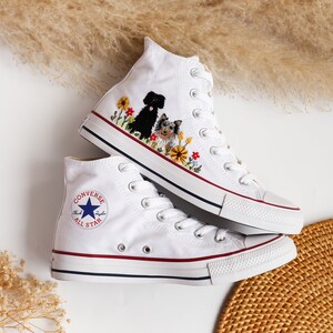 Embroidered Converse Dog, Custom Converse Embroidery Puppy, Embroidered ...