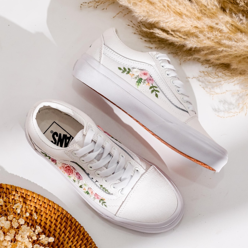 Custom Embroidered Vans, Wedding Vans Embroidery Flowers, Floral ...