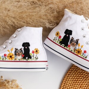 Embroidered Converse Dog, Custom Converse Embroidery Puppy, Embroidered ...