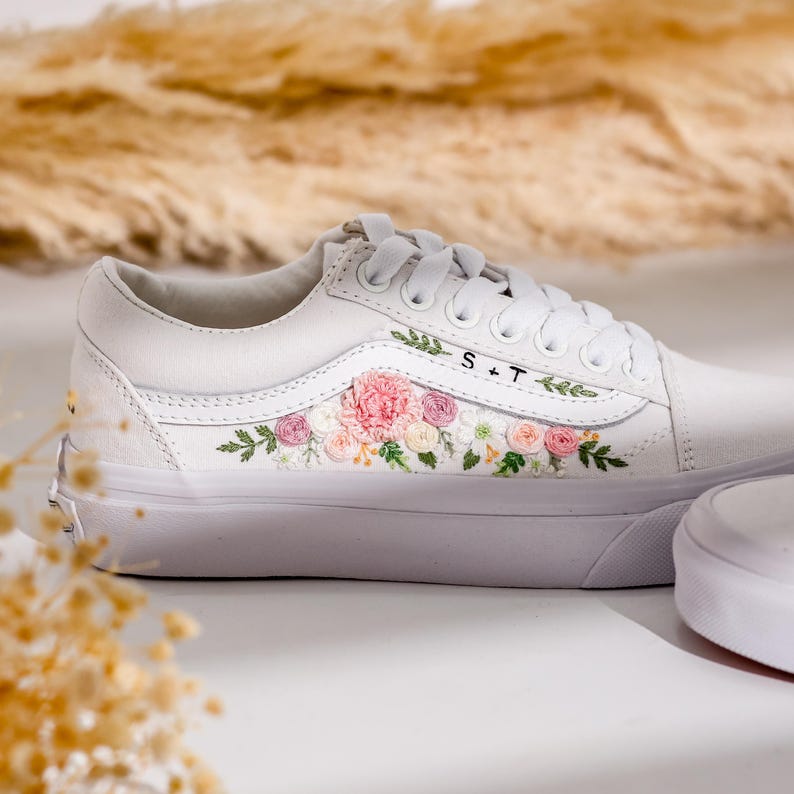 Custom Embroidered Vans, Wedding Vans Embroidery Flowers, Floral ...