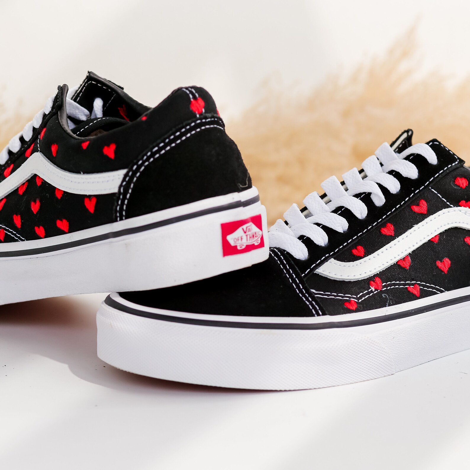 Custom Embroidered Vans for Women, Heart Embroidery Vans for Her, Heart ...