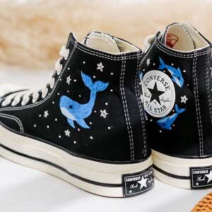 Embroidered Converse, Dolphin Embroidered Shoes Custom, Blue Whale ...