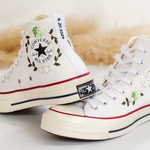 Custom Embroidered Wedding Converse, Hydrangea Flower Embroidered ...